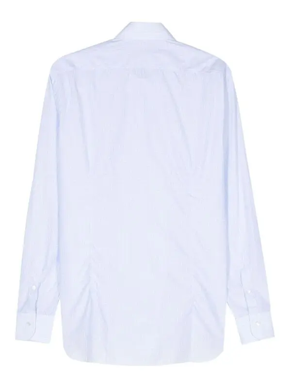 BARBA NAPOLI Check-pattern Poplin Shirt - Blue