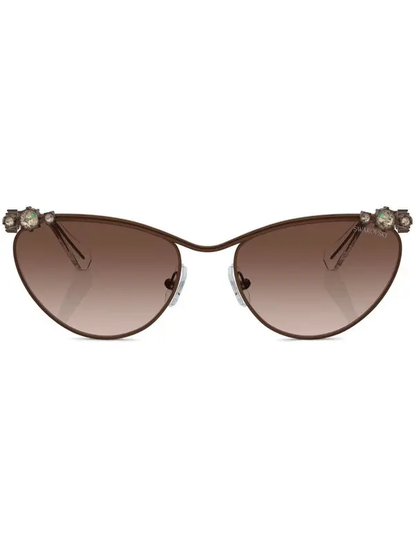 Swarovski Crystal-Embellished Cat-Eye Sunglasses In Brown  display picture 1