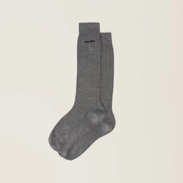 Miu Miu Silk Socks - Slate Gray