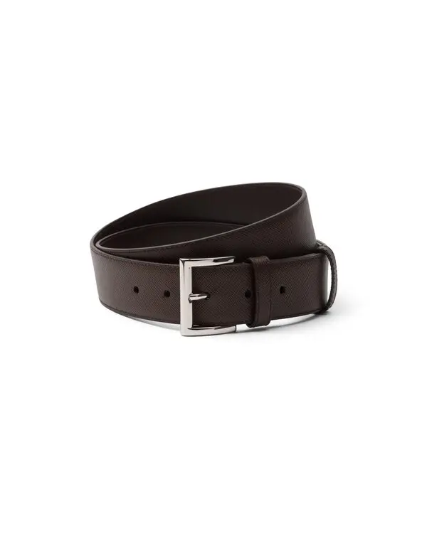 Prada Saffiano Leather Belt - Brown