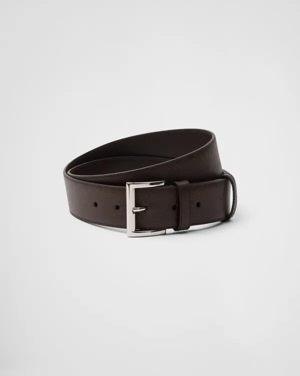 Prada Saffiano Leather Belt - Coffee