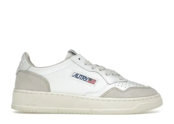 AUTRY Medalist Leather Low Suede Sneakers - White/beige