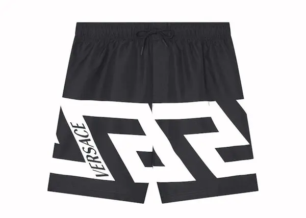 Versace Greca Print Swim Shorts - Black/white