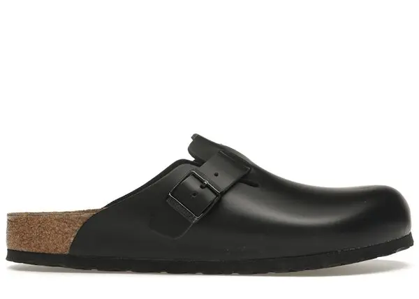 BIRKENSTOCK Boston Natural Leather Clogs - Black
