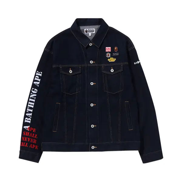 A BATHING APE Multi Motif Loose Fit Denim Jacket