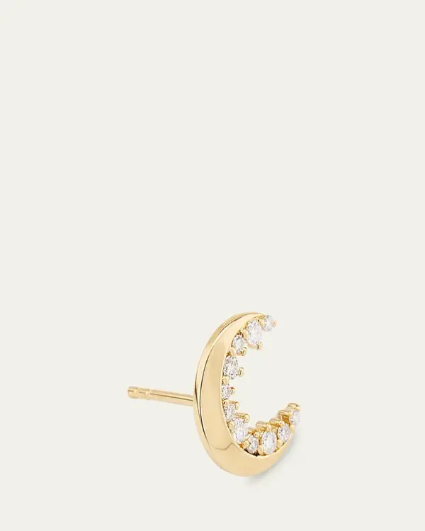 SYDNEY EVAN 14k Cocktail Crescent Moon Diamond Stud Earring