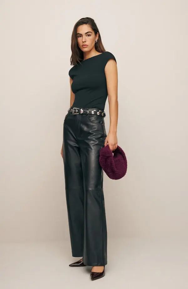 REFORMATION Darra Scoop Back Cap Sleeve Knit Top