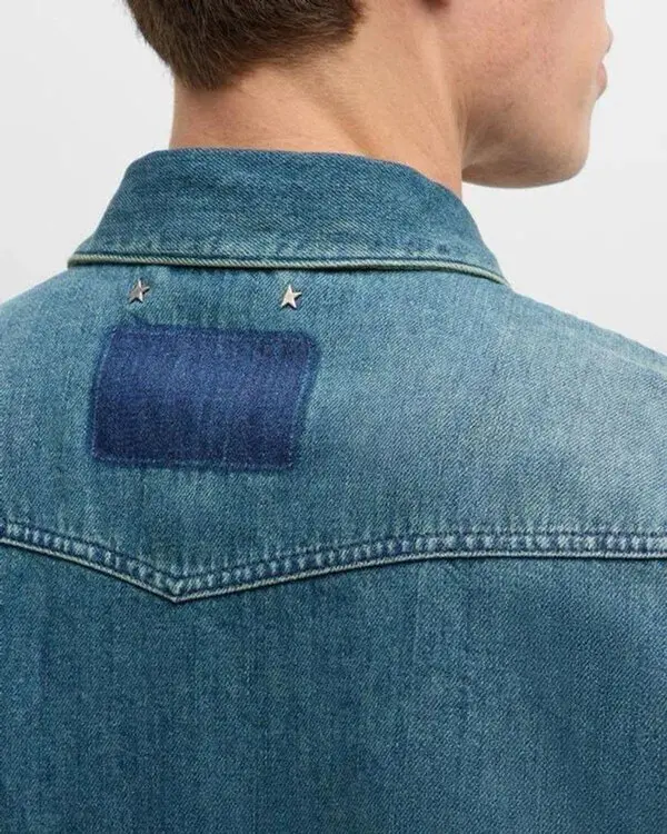GOLDEN GOOSE Apos;s Journey Dirty Wash Denim Shirt - Blue