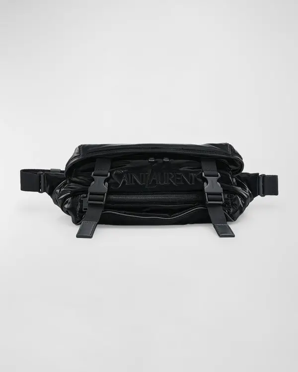 Saint Laurent Logo Silktech Canvas Belt Bag - Nero