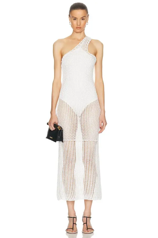 Iro Paris Widdy Crochet One Shoulder Dress In Ecru - 80% Off | Editorialist