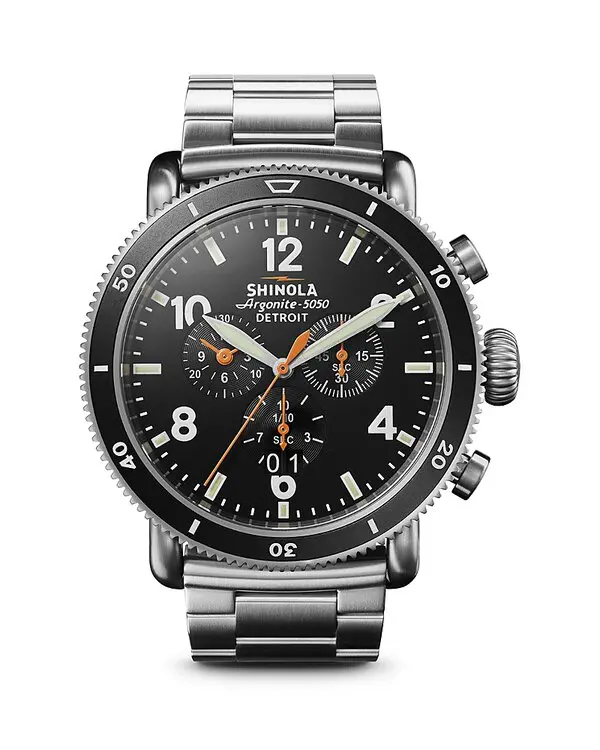 Shinola Runwell Sport Chronograph, 48mm - Black/silver