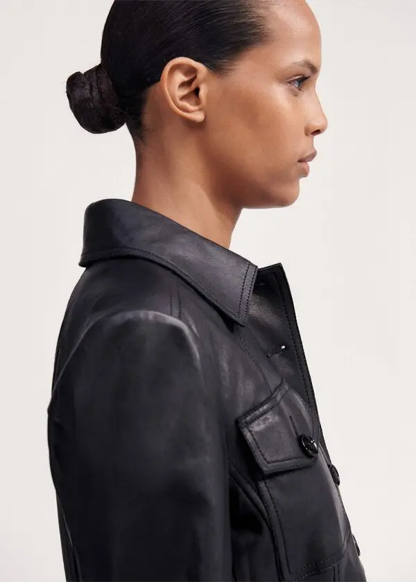 ME+EM Fitted Washed Leather Utility Jacket
