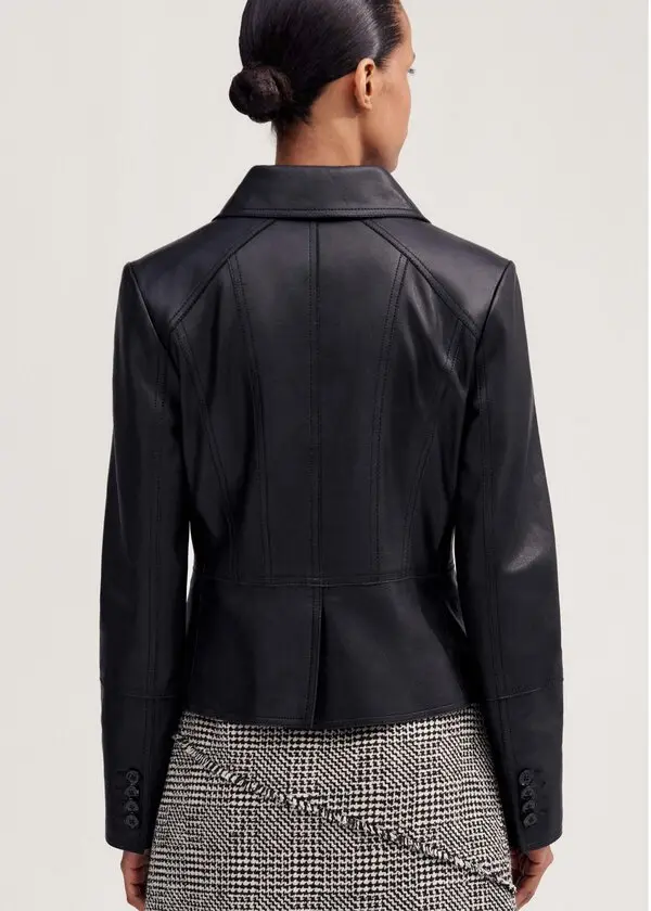 ME+EM Fitted Washed Leather Utility Jacket