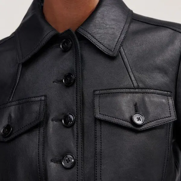 ME+EM Fitted Washed Leather Utility Jacket