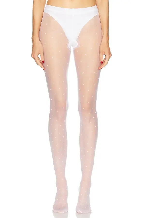 Falke Dot Tights - White