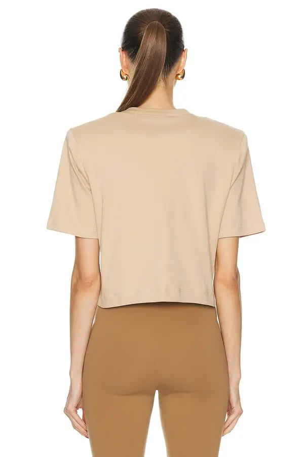 Wardrobe.NYC Cropped Shoulder Pad Top - Khaki