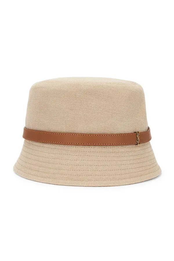Saint Laurent Canvas Bucket Hat - Beige & Light Brown