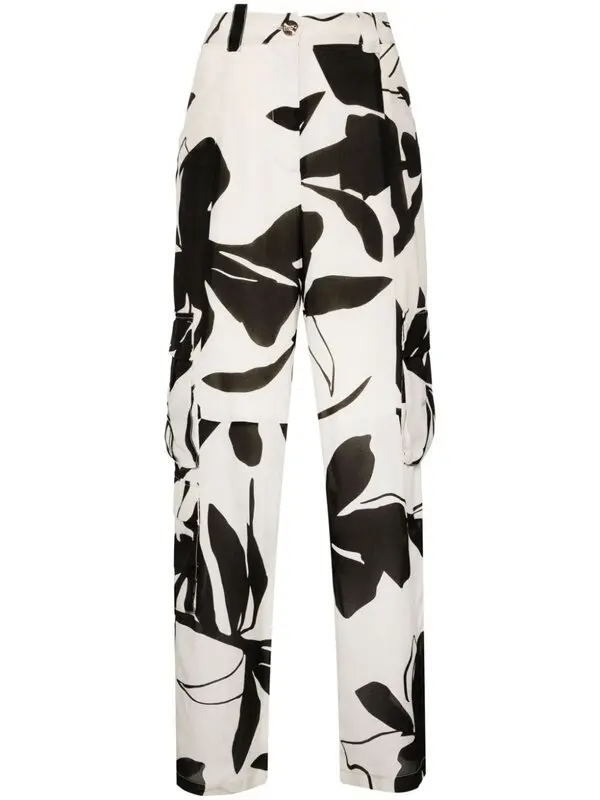 Liu Jo Abstract Print Cargo Trousers - Neutrals