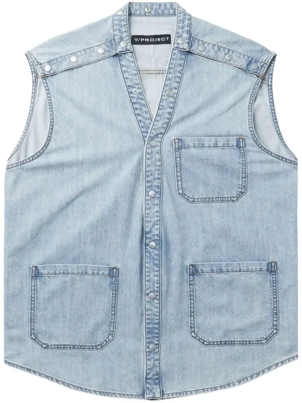 Y/project Patch Pocket Denim Vest - Blue