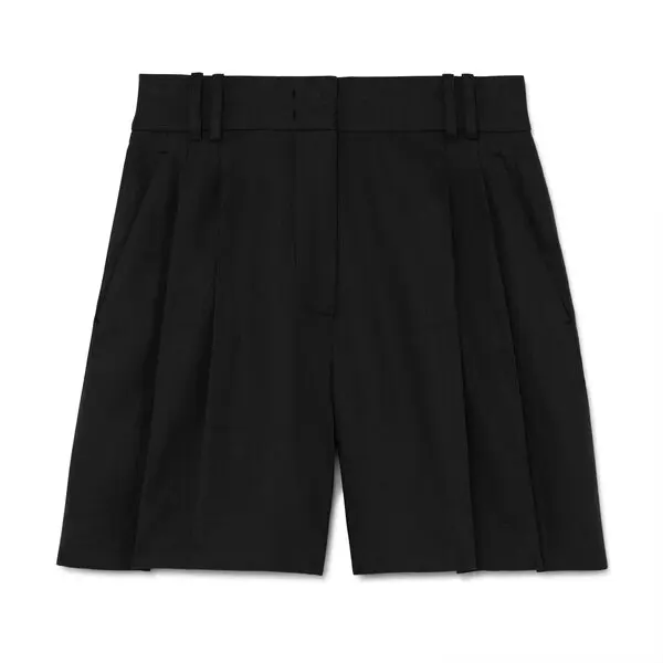 Another Tomorrow Pleated Linen Shorts