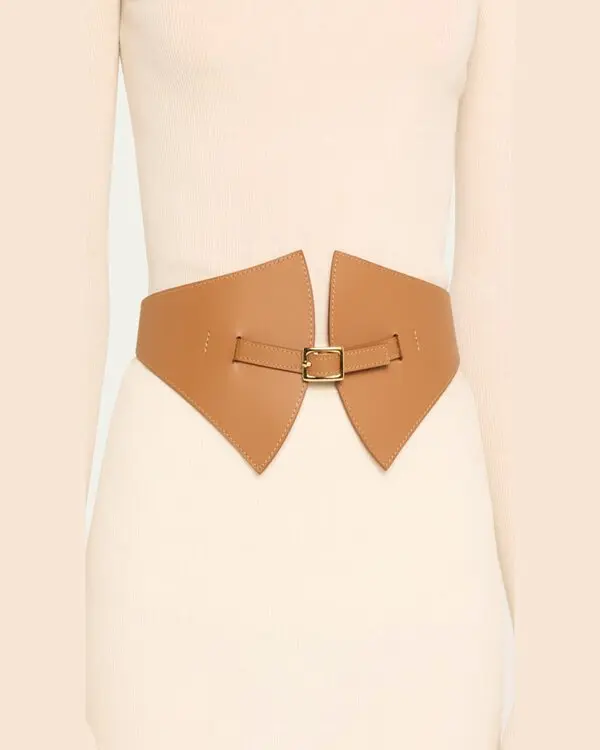 VAINCOURT PARIS La Remarquable Wide Leather Belt - Camel