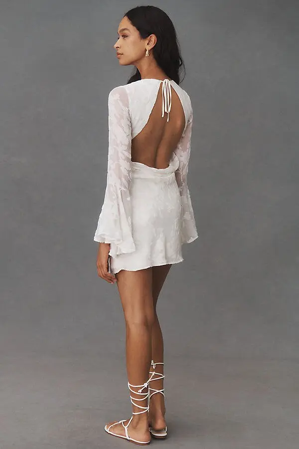 Misha Collection Aurora Bell-Sleeve Mini Dress In White - 47% Off |  Editorialist