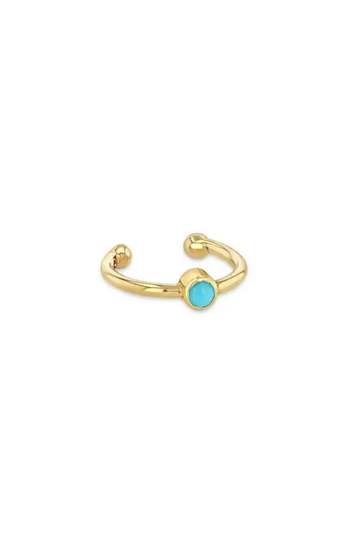 Zoe Chicco Turquoise Bezel Single Ear Cuff - Yellow Gold