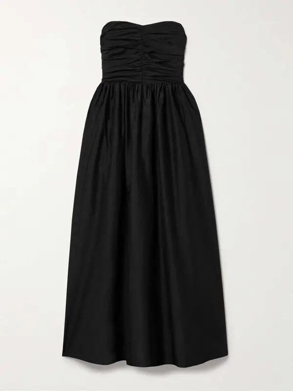 Matteau Organic Cotton And Silk-blend Halterneck Maxi Dress