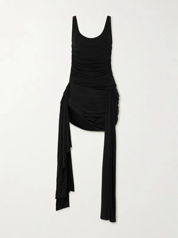 MUGLER Tie-detailed Draped Mini Dress