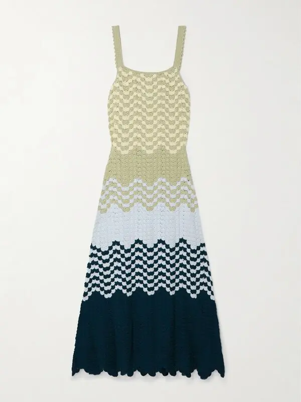 Escvdo Marea Crocheted Cotton Maxi Dress - Blue