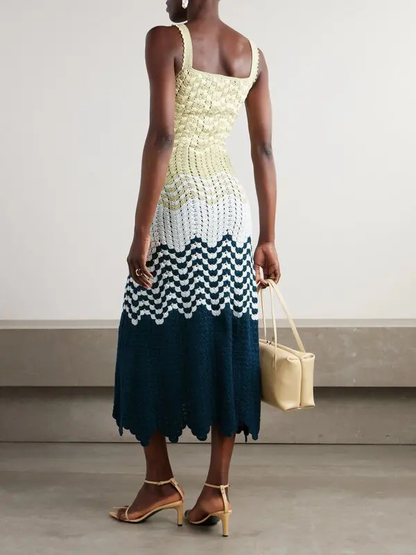 Escvdo Marea Crocheted Cotton Maxi Dress - Blue