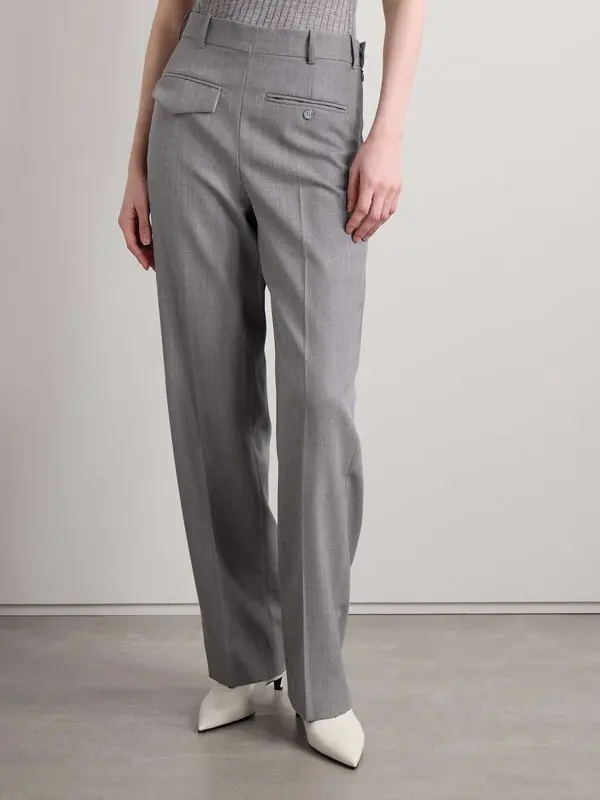 Victoria Beckham Checked Wool Wide-leg Trousers