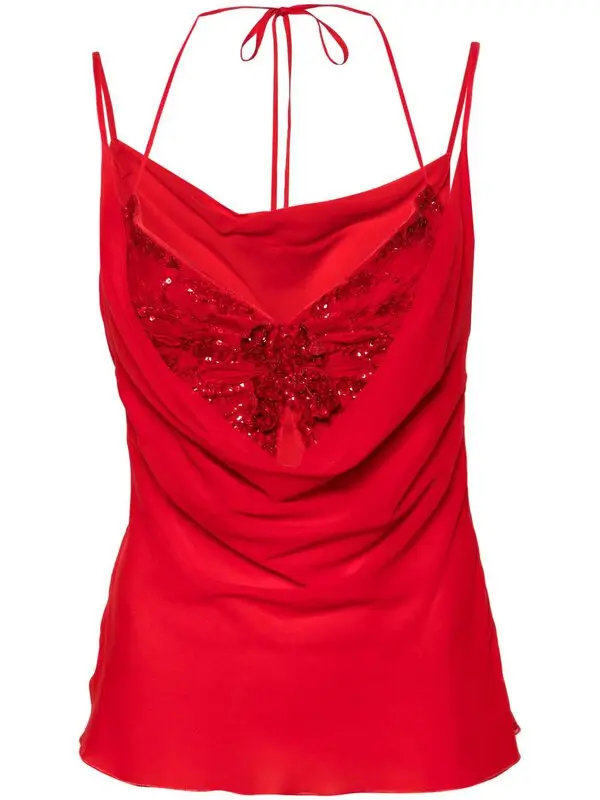 Blumarine Butterfly-bodice Silk Top