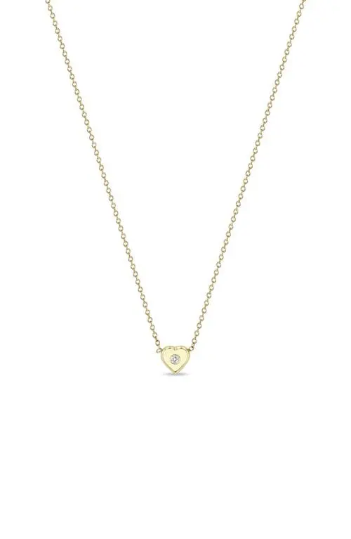 Zoe Chicco 14k Gold Diamond Heart Pendant Necklace - Yellow Gold