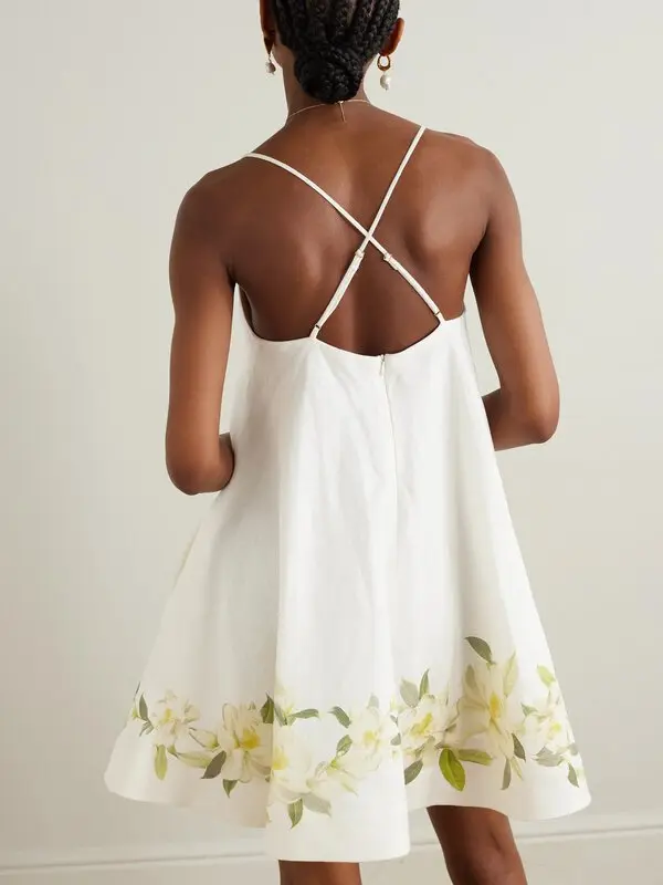 Zimmermann Harmony Floral-Print Linen Mini Dress In Ivory - 30% Off |  Editorialist