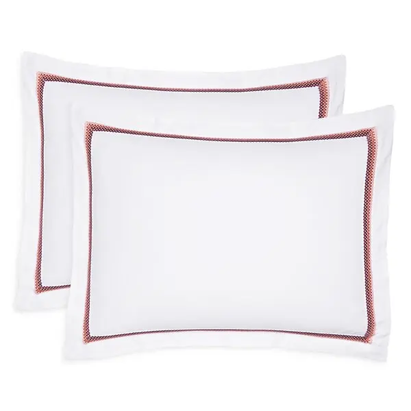 AMALIA HOME COLLECTION Douro Egyptian Cotton Sham, Set Of 2 - White/pink
