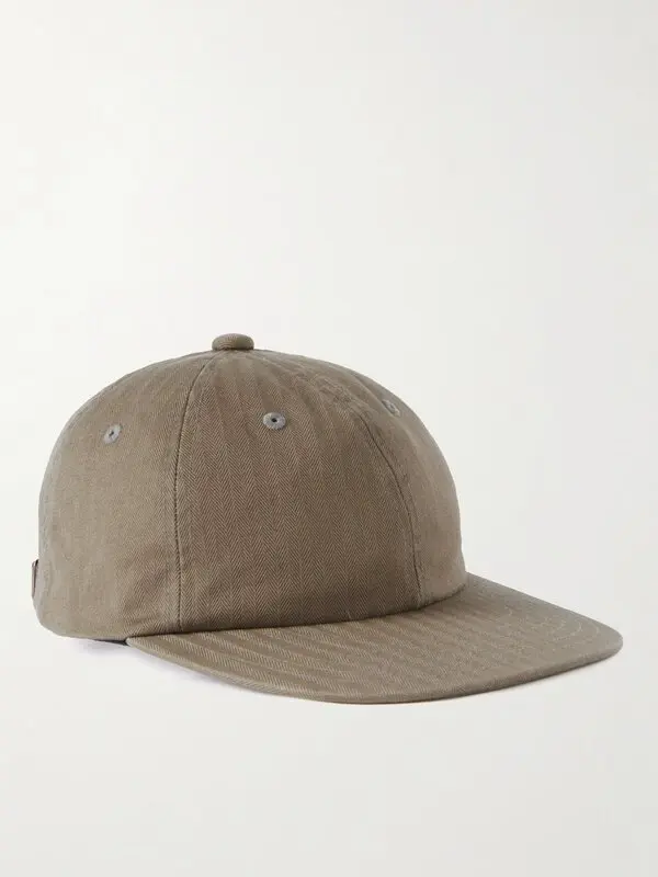 BEAMS Leather-trimmed Herringbone Cap - Green