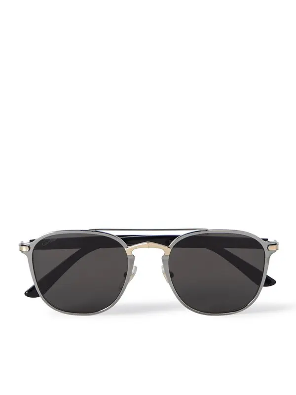 CARTIER Aviator-style Gunmetal, Gold-tone And Acetate Sunglasses - Black