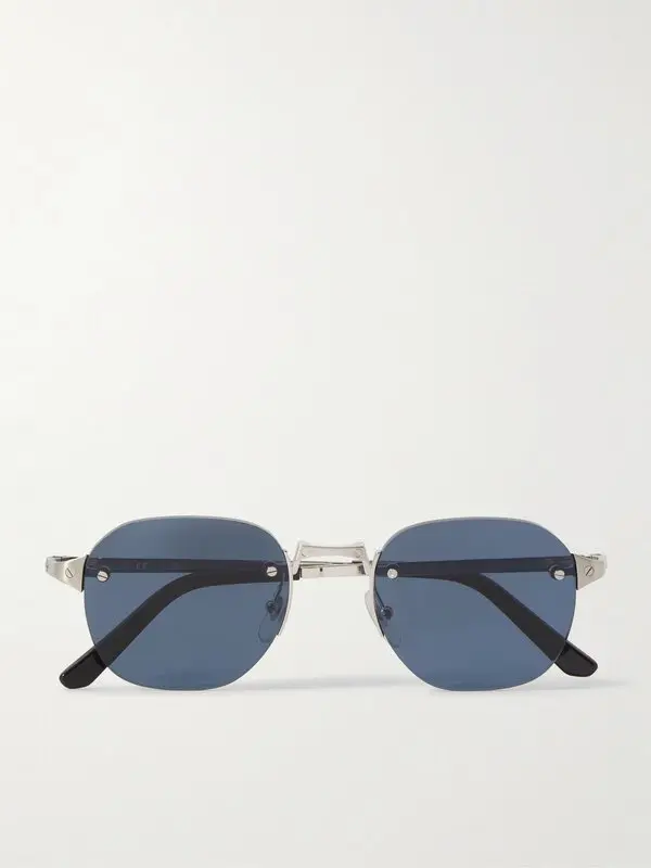 Cartier Santos De Rimless Sunglasses - Silver