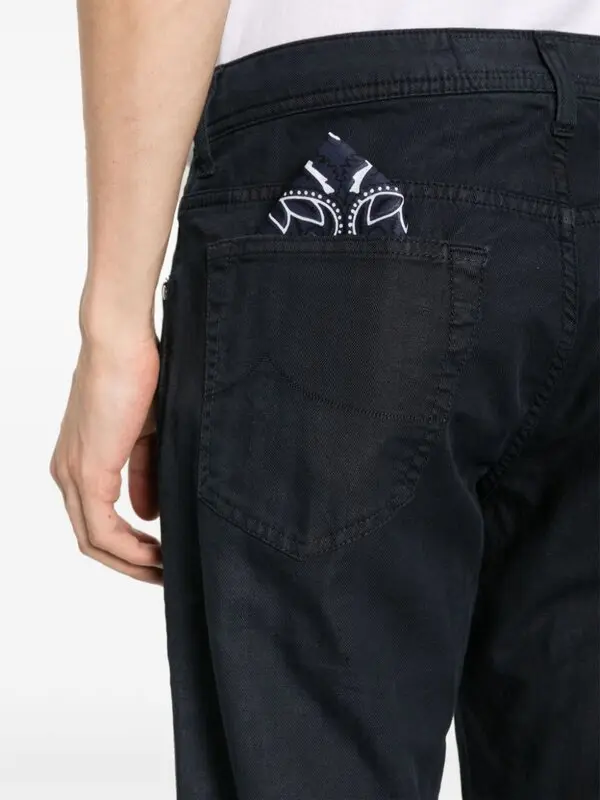 Jacob Cohen Scarf-detail Straight Trousers - Blue