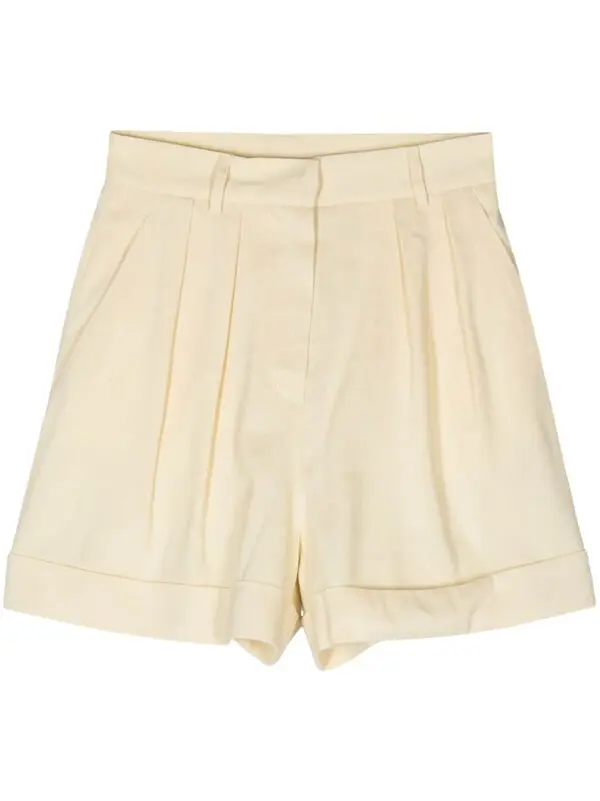 Andamane Pleated Linen-blend Thigh-length Shorts