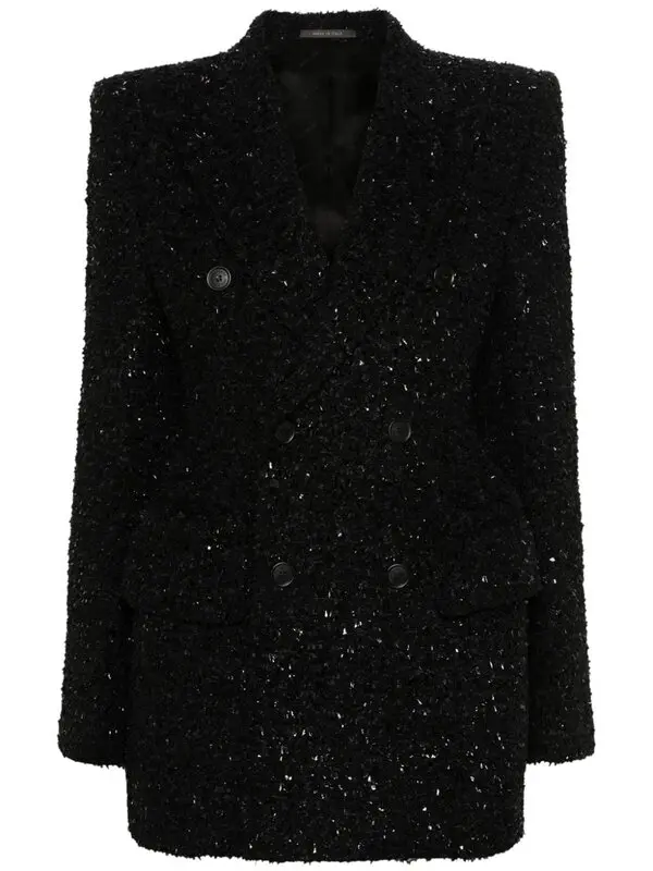 Balenciaga Double-breasted Bouclé Blazer - Black