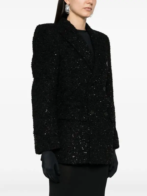 Balenciaga Double-breasted Bouclé Blazer - Black