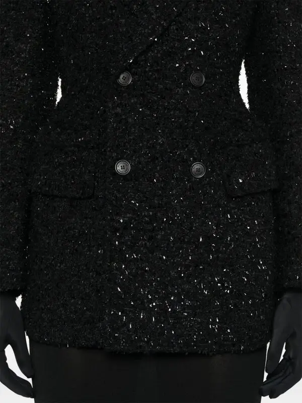 Balenciaga Double-breasted Bouclé Blazer - Black