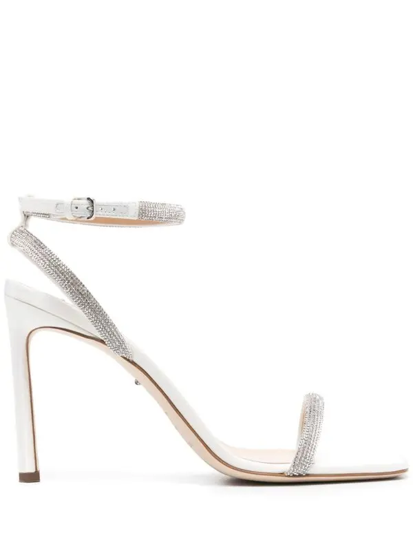 SERGIO ROSSI 100mm Rhinestone-embellished Satin Sandals - Silver