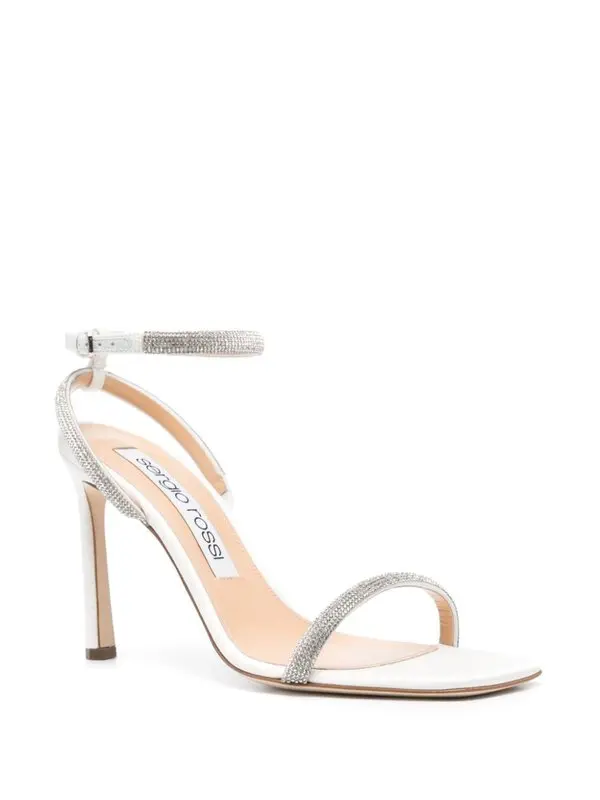SERGIO ROSSI 100mm Rhinestone-embellished Satin Sandals - Silver