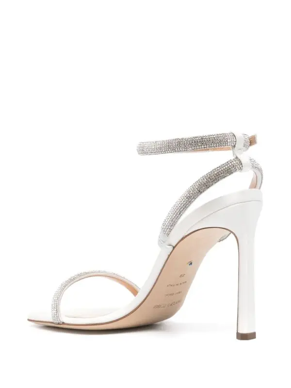 SERGIO ROSSI 100mm Rhinestone-embellished Satin Sandals - Silver