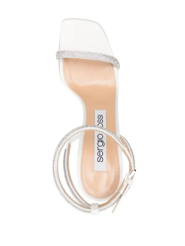 SERGIO ROSSI 100mm Rhinestone-embellished Satin Sandals - Silver