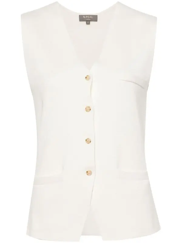 N.peal Mila Cotton-blend Waistcoat - Neutrals