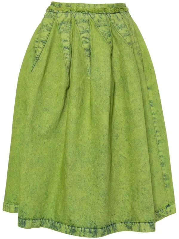 Marni Pleated Denim Skirt - Green